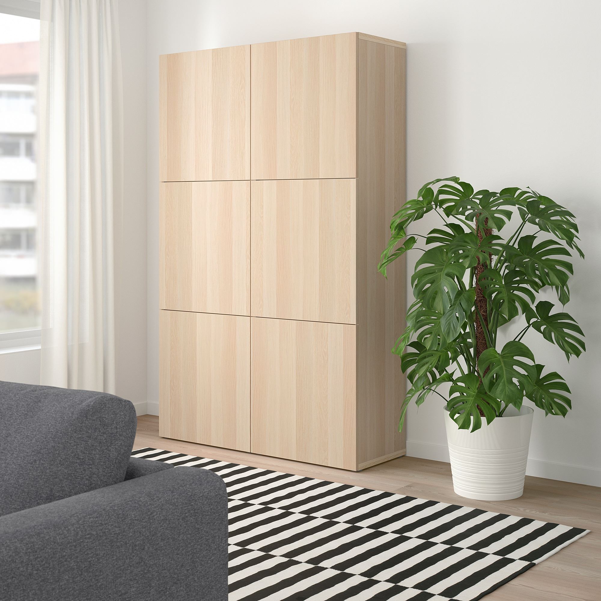 BESTA white stained oak effect 120x40x192 cm storage combination | IKEA