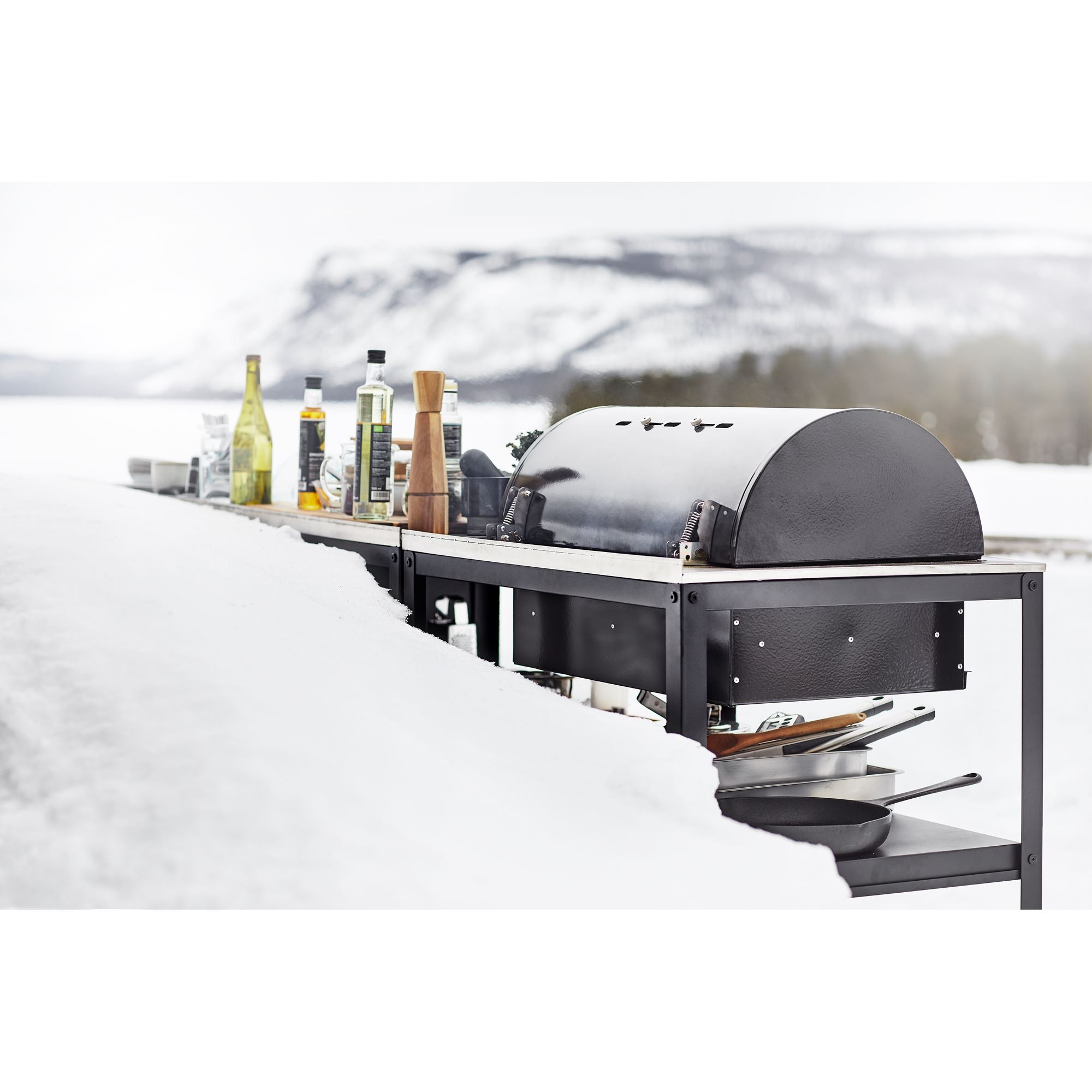 GRILLSKAR stainless steel/black 86x61 cm charcoal barbecue | IKEA