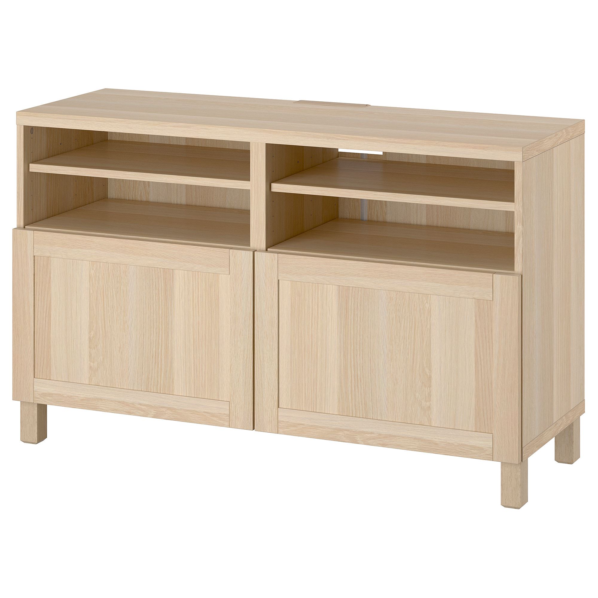BESTA white stained oak effect 120x42x74 cm tv bench | IKEA
