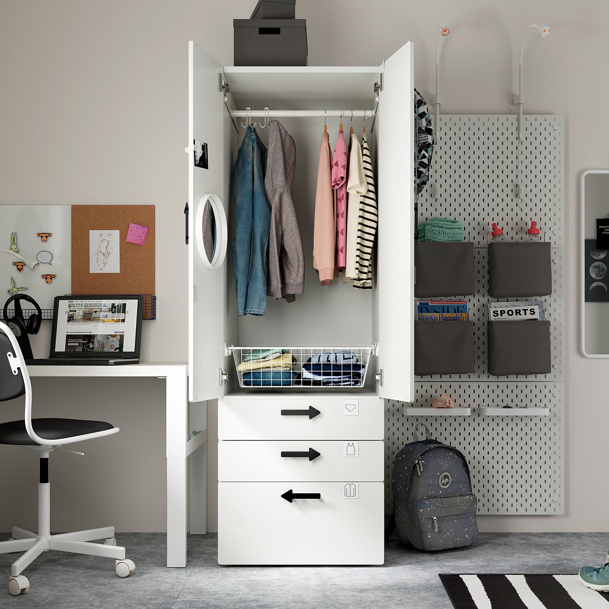 Platsa Smastad Beyaz 60x57x181 Cm çocuk Gardırobu Ikea