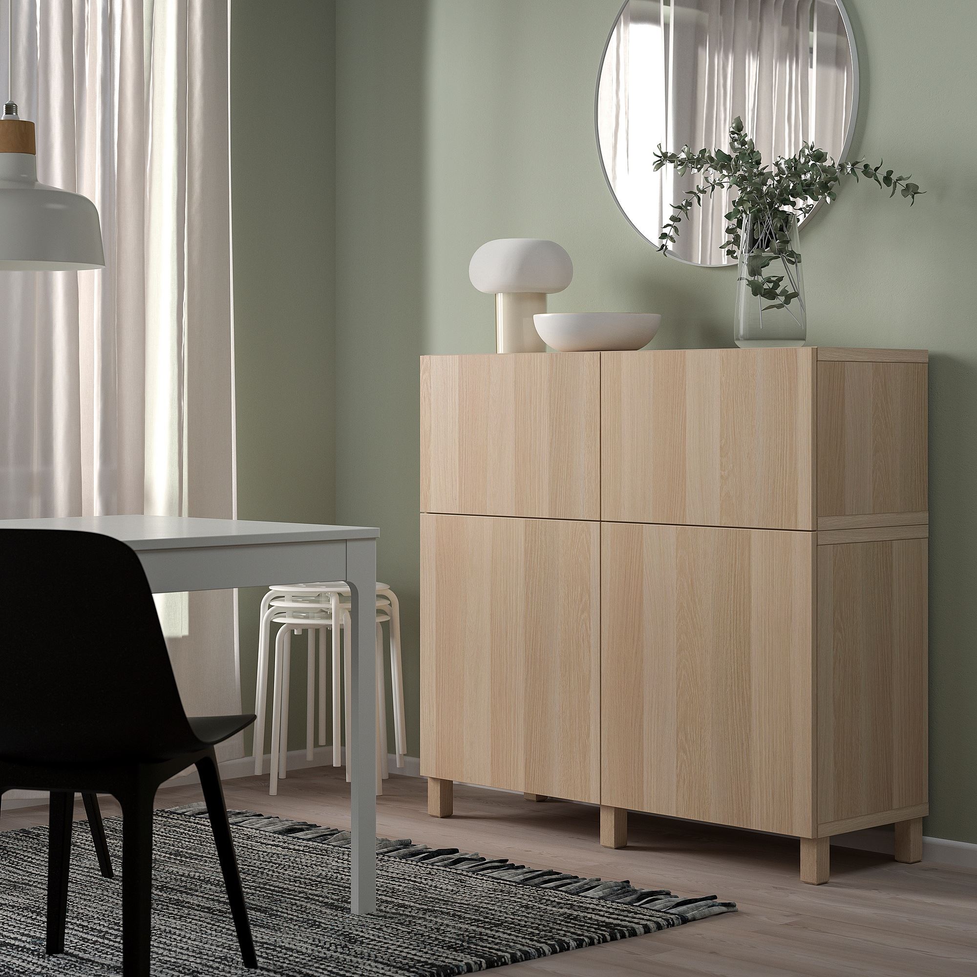 BESTA white stained oak effect 120x42x112 cm storage combination | IKEA