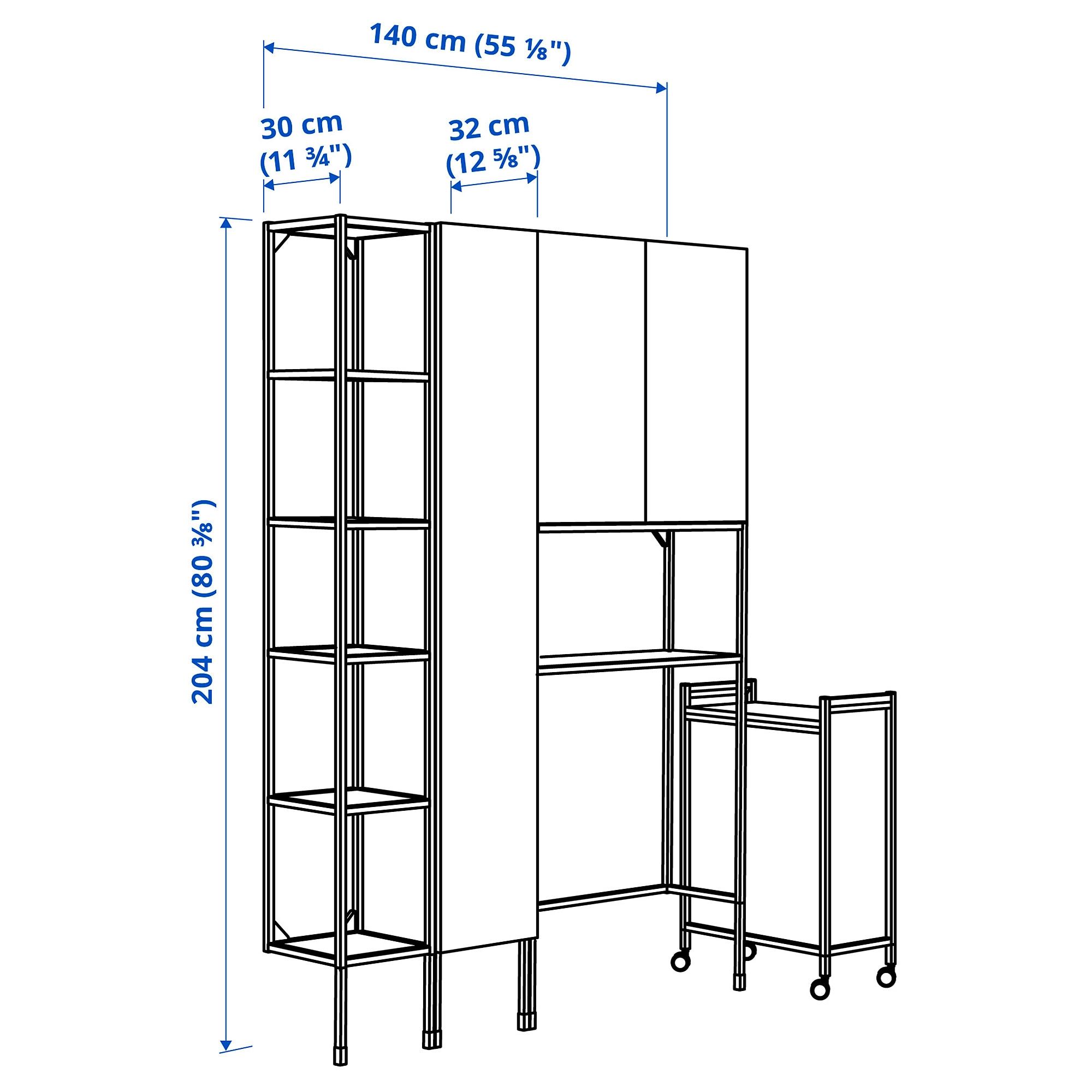 ENHET gray-anthracite 80x32x204 cm shelving combination for laundry ...