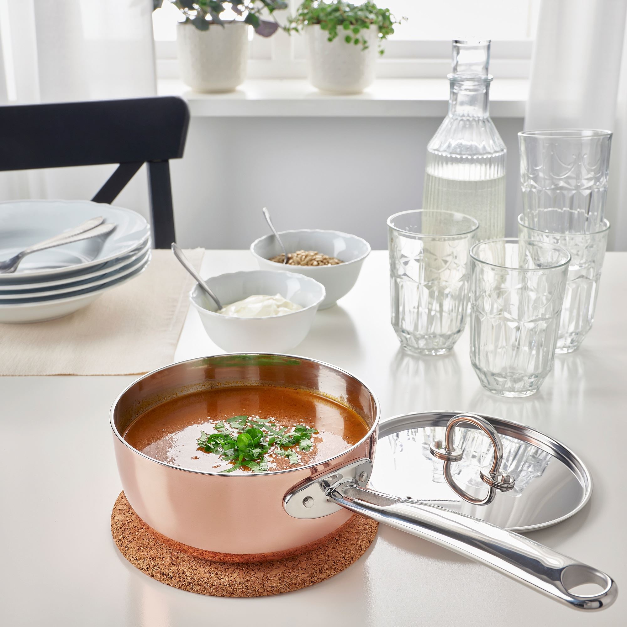 FINMAT bakır-paslanmaz çelik 1,5 lt bakır sos tenceresi | IKEA