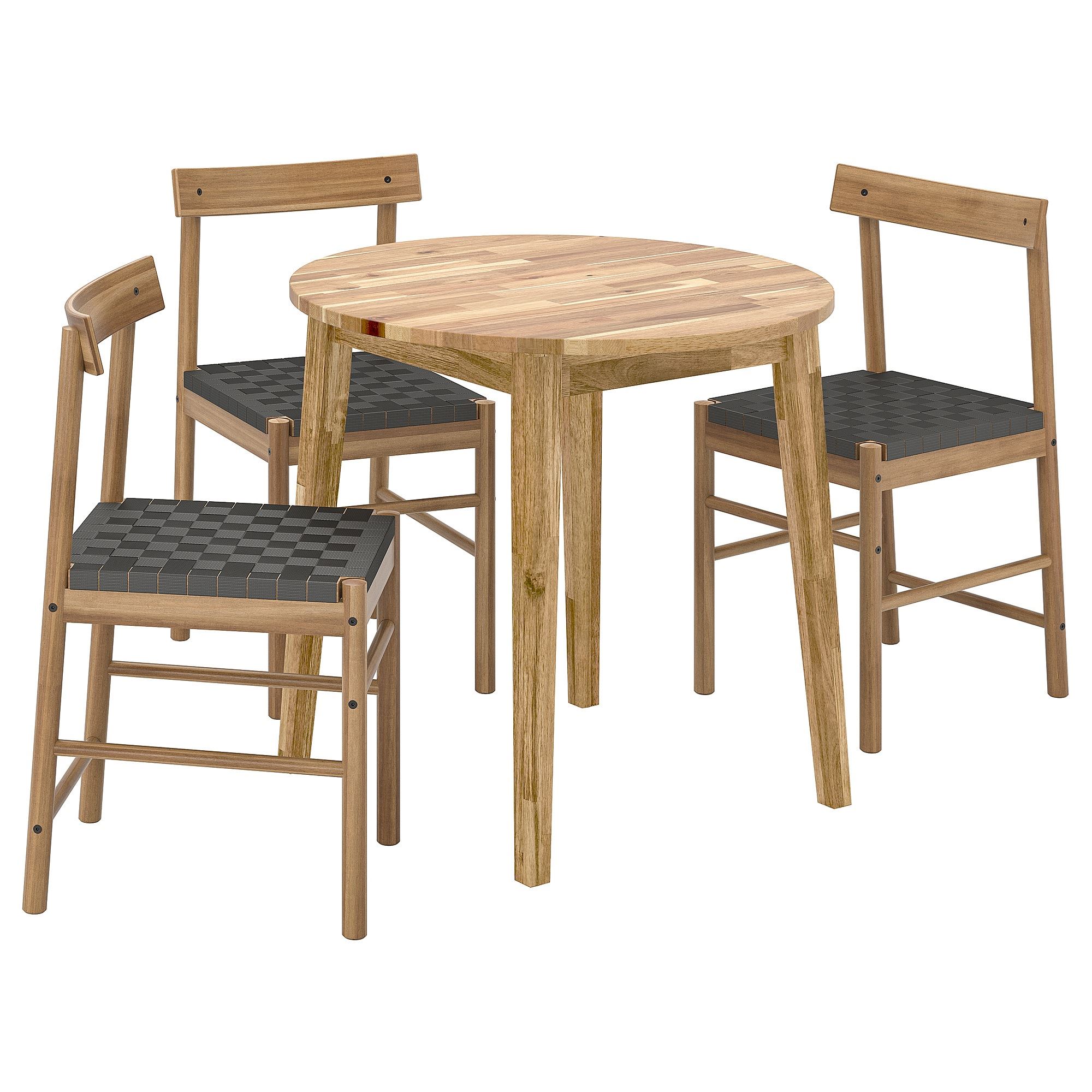 NACKANAS Acacia 3 Chairs Kitchen Table Set IKEA