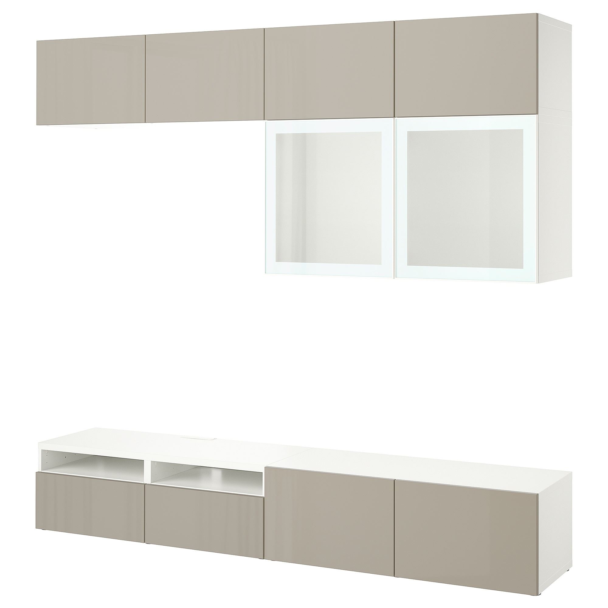 BESTA white/high-gloss/beige 240x42x231 cm tv storage unit | IKEA