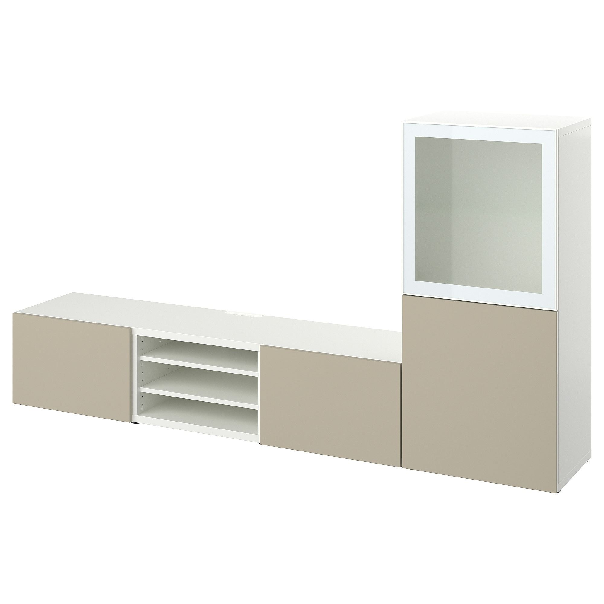 BESTA white/high-gloss/beige 240x42x129 cm tv storage unit | IKEA