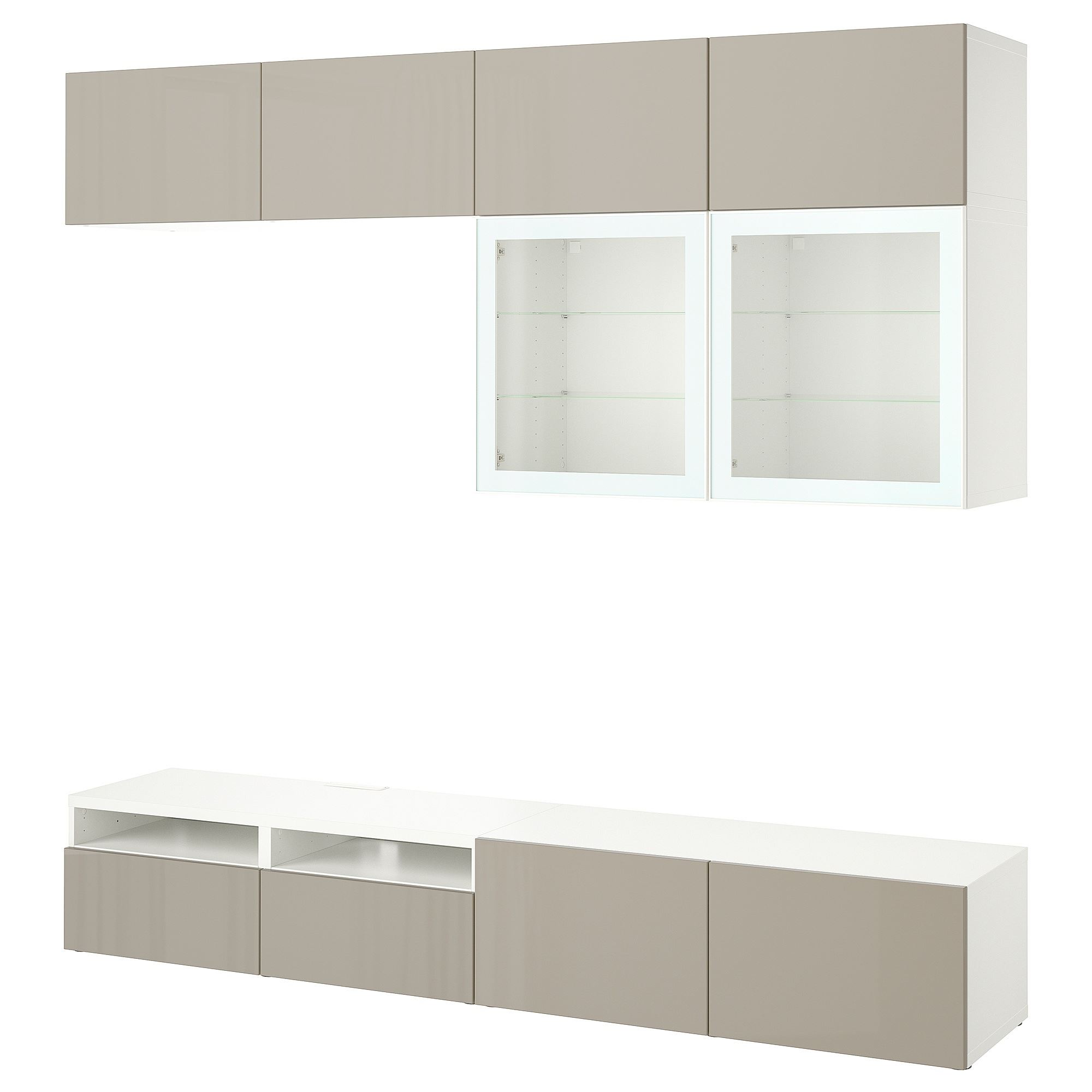 BESTA white/high-gloss/beige 240x42x231 cm tv storage unit | IKEA