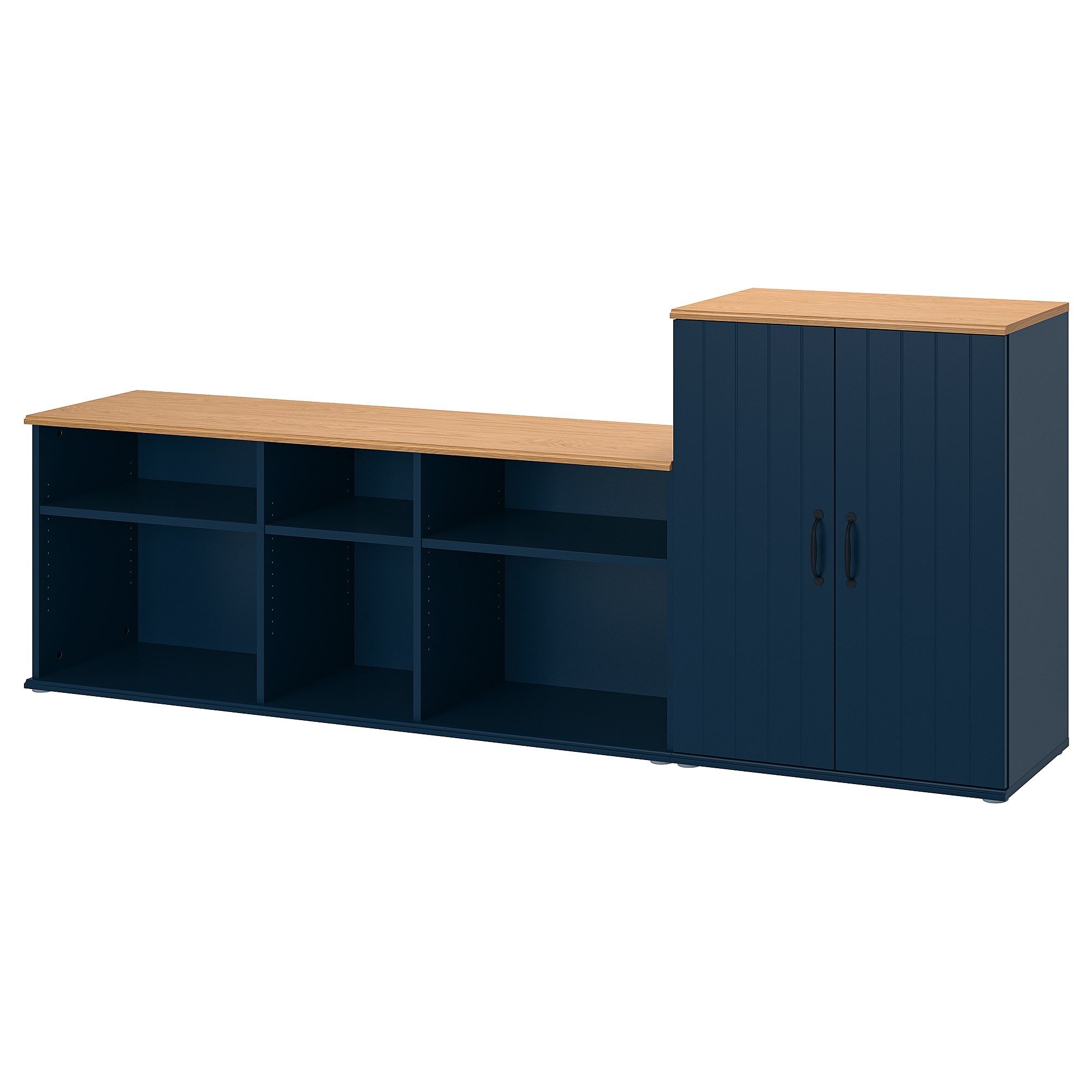 SKRUVBY blue/black 226x38x90 cm tv storage unit | IKEA