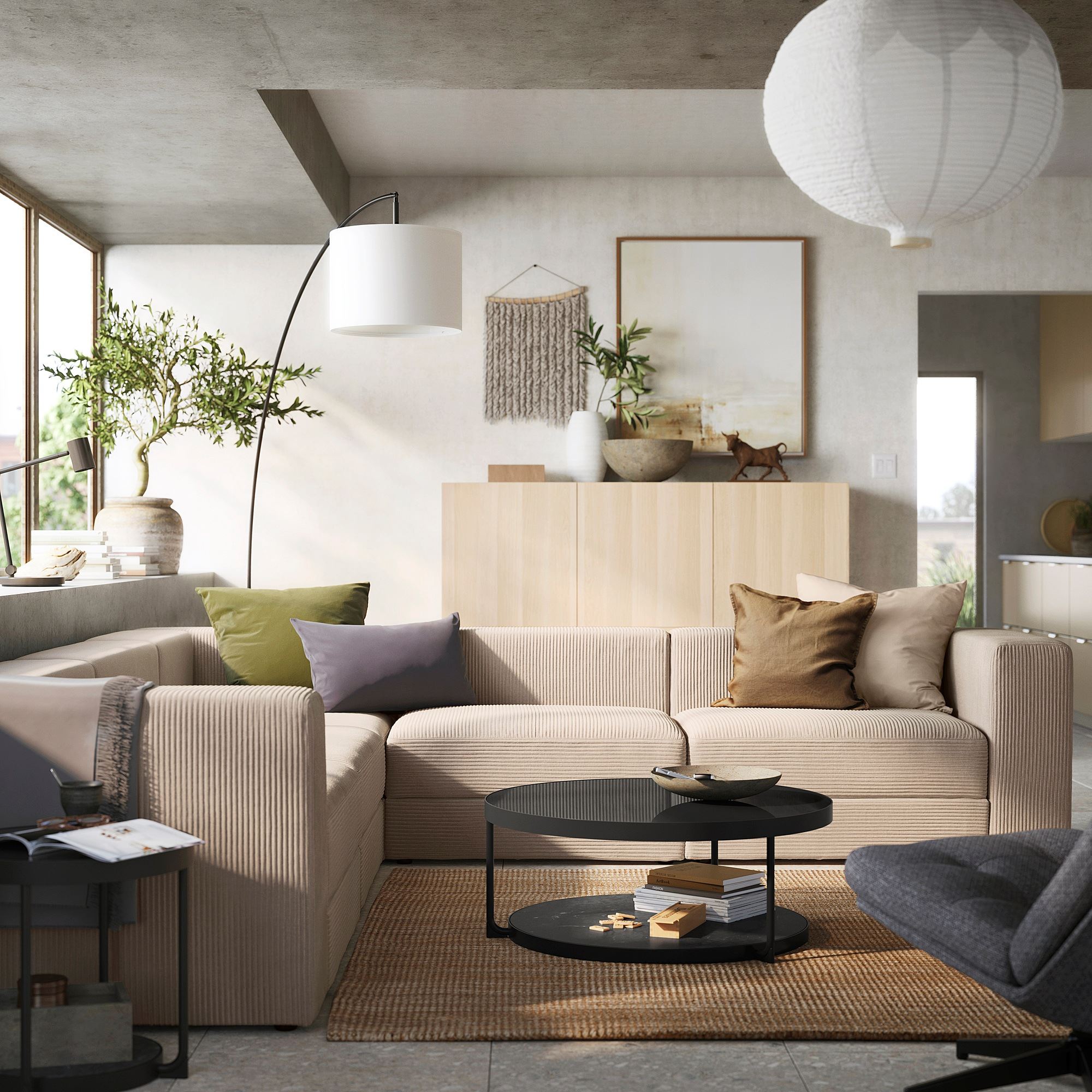 JATTEBO samsala grey-beige 6-seat corner sofa | IKEA