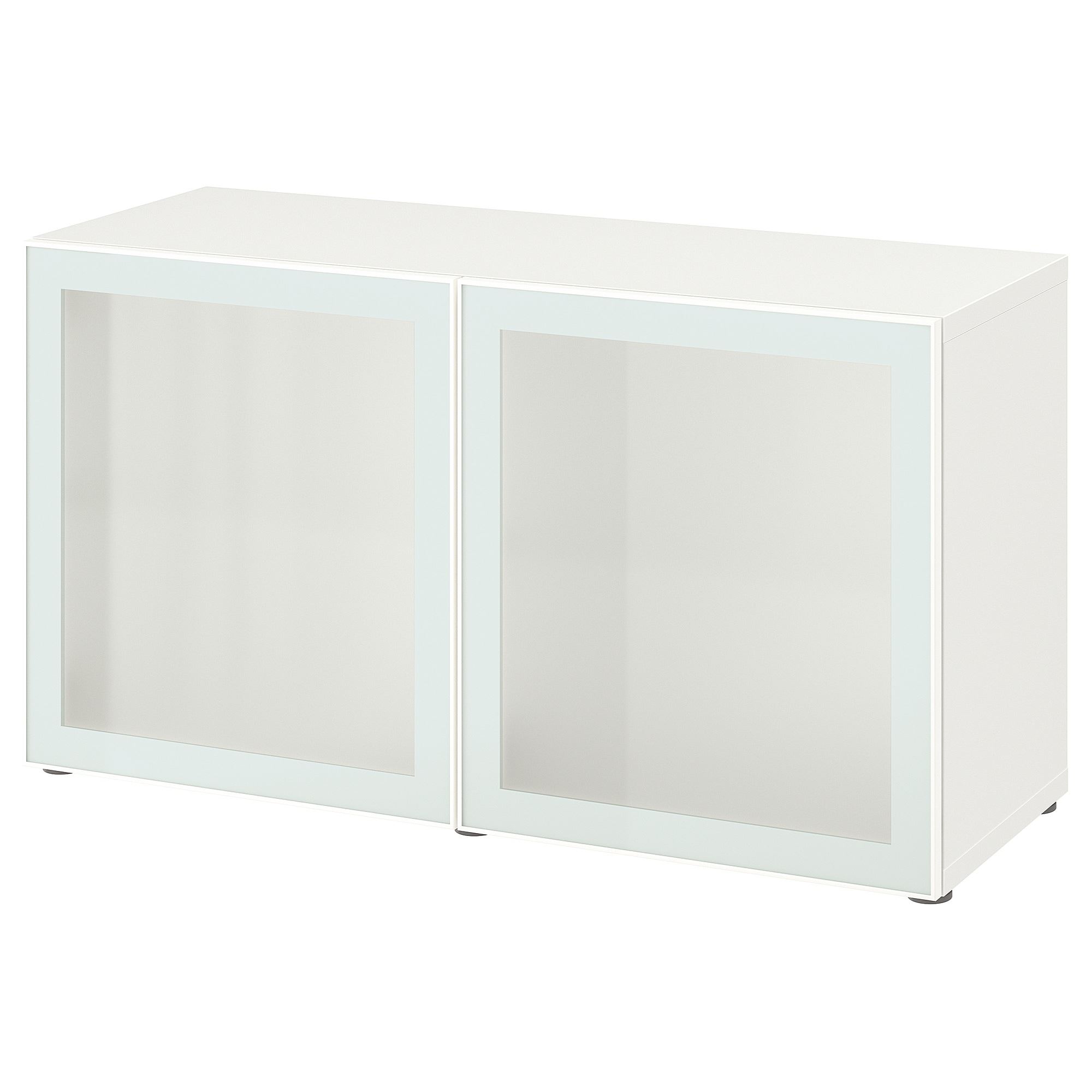 BESTA white-frosted glass 120x42x64 cm shelving unit | IKEA