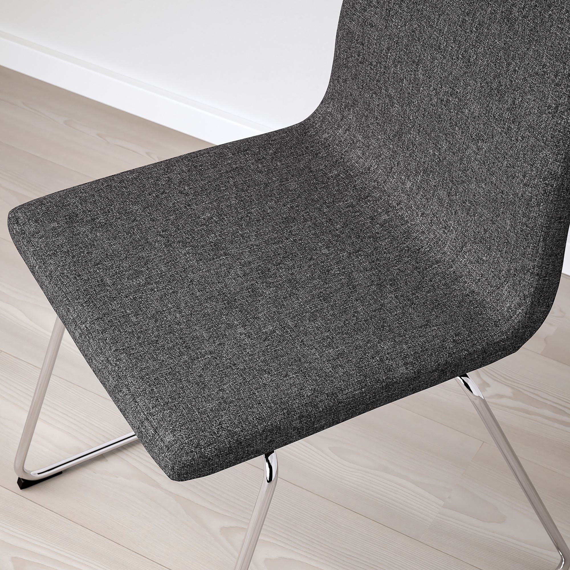 LILLANAS chrome plated-Gunnared dark gray upholstered chair | IKEA