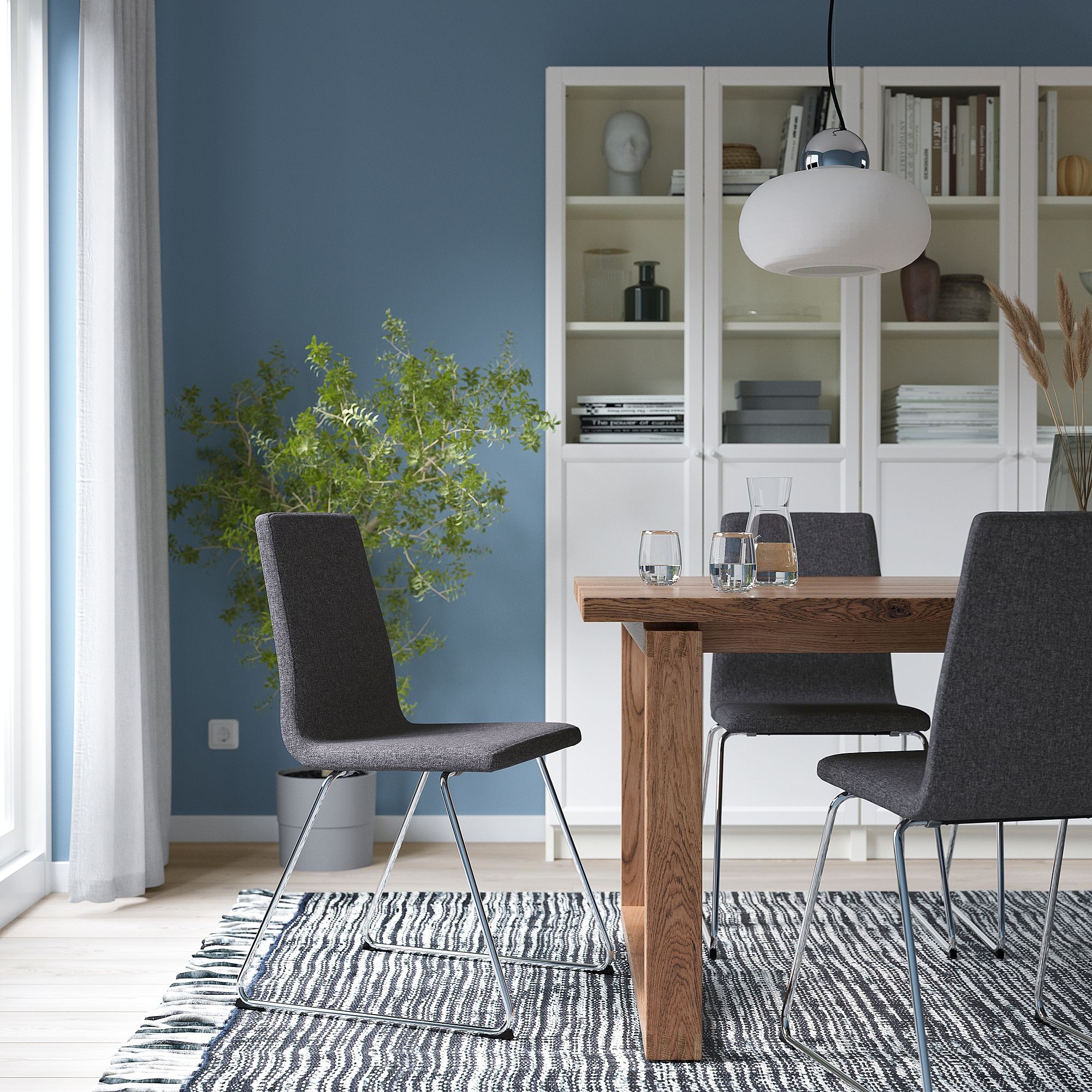 LILLANAS chrome plated-Gunnared dark gray upholstered chair | IKEA