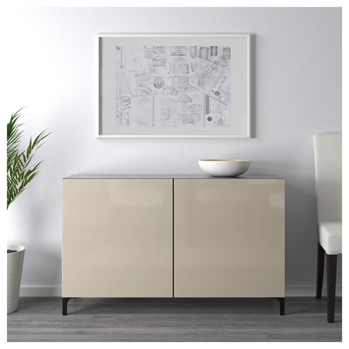 BESTA black-brown/high-gloss/beige 120x42x74 cm storage combination | IKEA