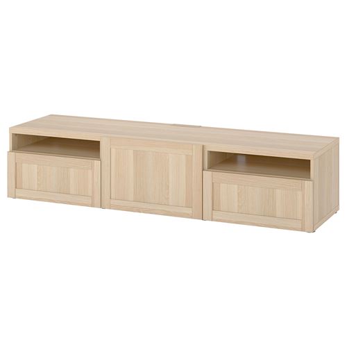 BESTA white stained oak effect 180x42x39 cm tv bench | IKEA