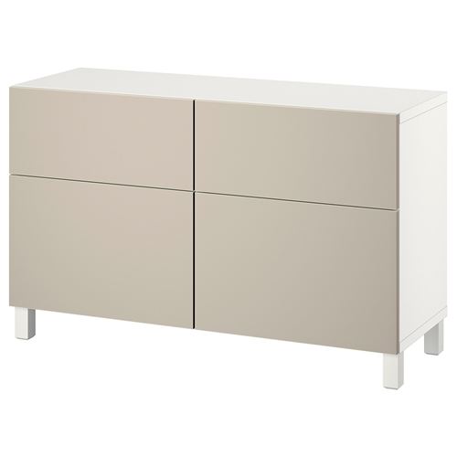 BESTA white/light grey/beige 120x42x74 cm storage combination | IKEA