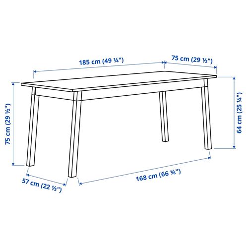 PINNTORP açık antika vernik-beyaz vernik 185x75 cm yemek masası | IKEA